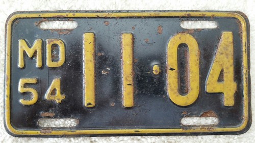1954 Maryland Motorcycle License Plate, Rare, Original Condition | eBay