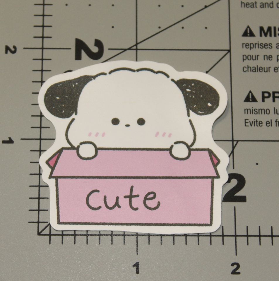Puppy Dog Purple Pink Box Peek Cute Chibi Kawaii Sticker | eBay