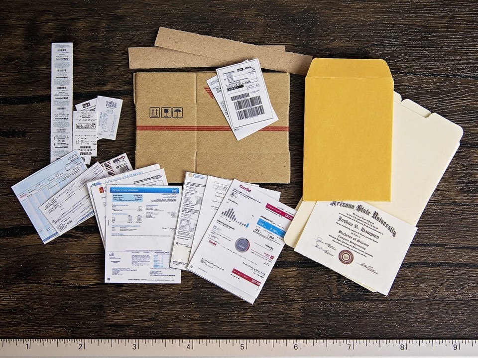 1/6 SCALE Mini Office Set 1 - 3 File Folders, 1 Box, 1 Manila Envelope ...