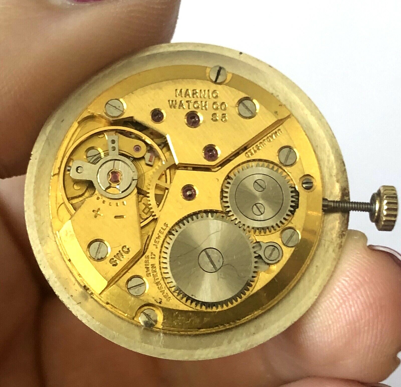 Vintage Nicolet Dial Swiss Marnic Watch Co S5 Watch Movement Dial 17j ...
