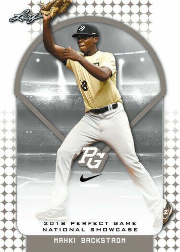 MAHKI BACKSTROM 2018 "1ST EVER PRINTED" LEAF PERFECT GAME ROOKIE CARD ...