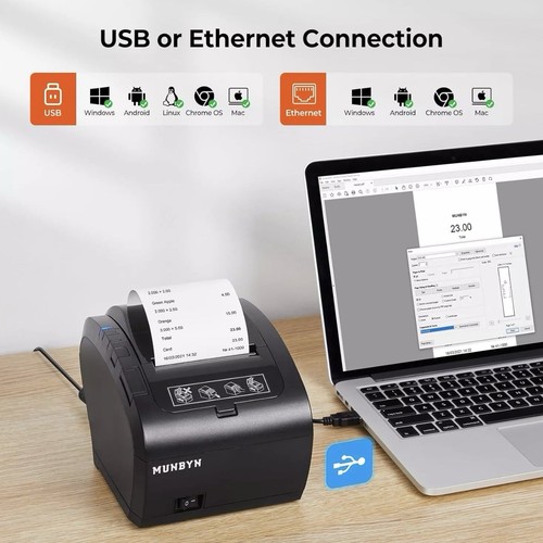 MUNBYN Bluetooth Thermal Receipt Printer P047 80MM POS Printer, Black | eBay
