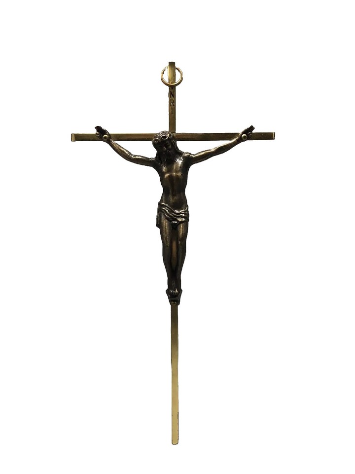 Metal Wall Gold Cross Jesus 10"x 5” Jesus CRUCIFIX WALL Vintage ...