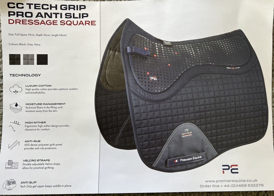 UK Premiere Equine Close Contact Dressage Show Pad Tech Grip Pro anti ...