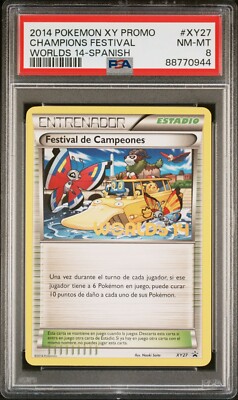 Pokemon Card PSA 8 Champions Festival SPANISH Psyduck Worlds Promo XY27 ...