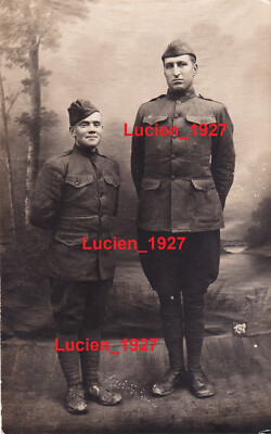 WWI portrait photo of 2 soldiers enlisted soldiers in an engineer unit ...
