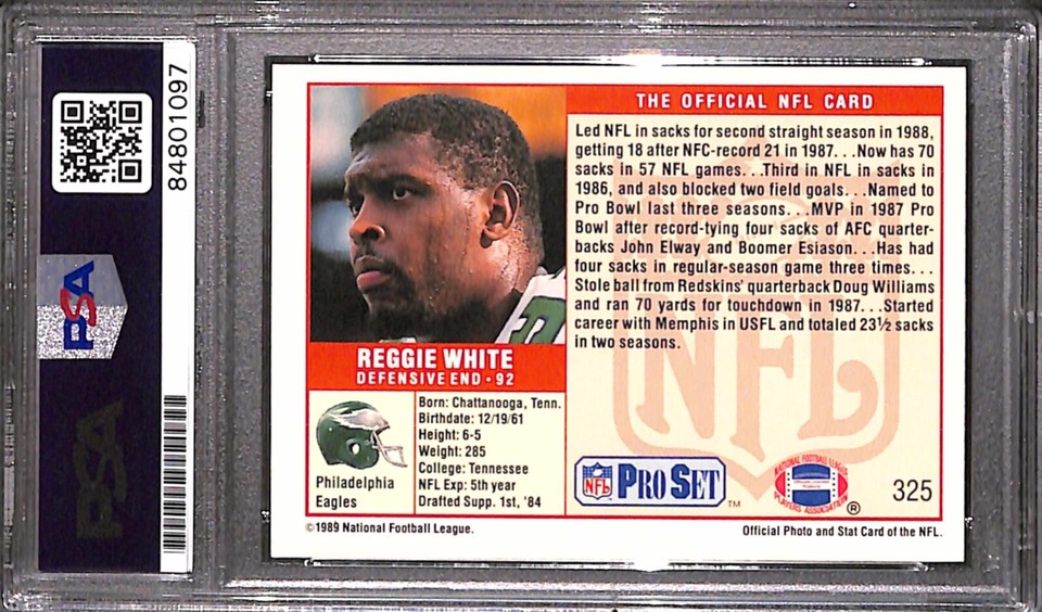Signed Reggie White 1989 Pro Set #325 Rookie Card Autographed Rare HOF ...