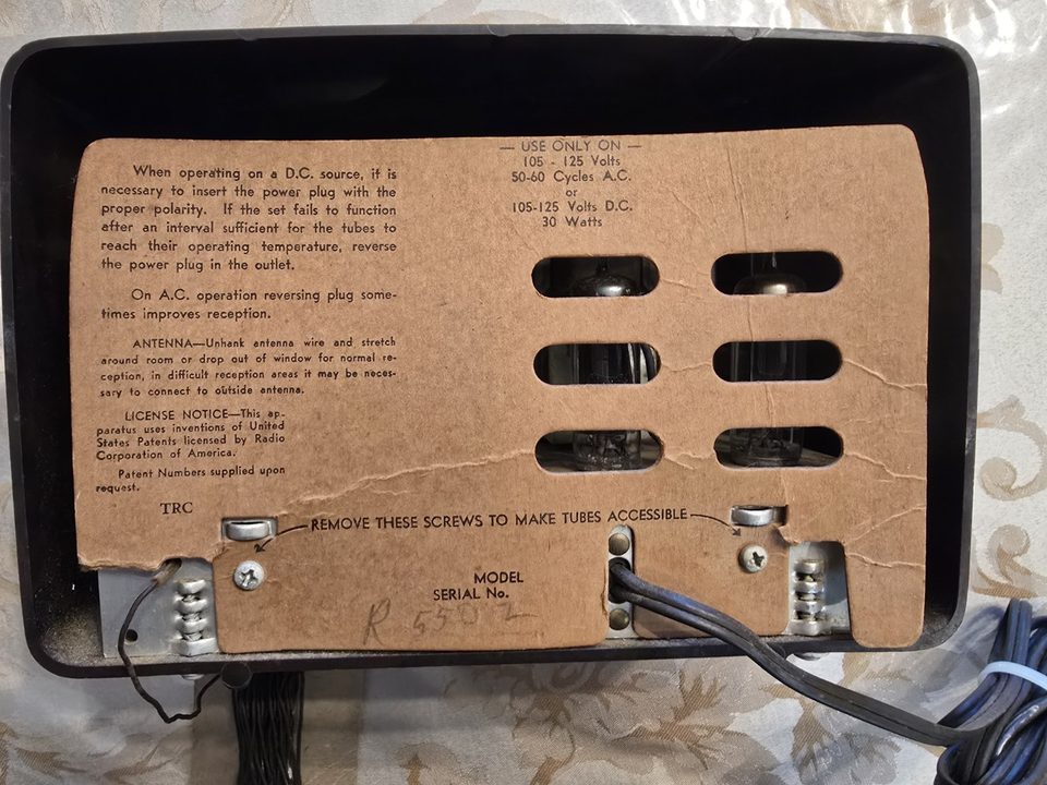 1948 Tele-Tone Model 165 Styrene Plastic Tube Radio Working for Parts ...