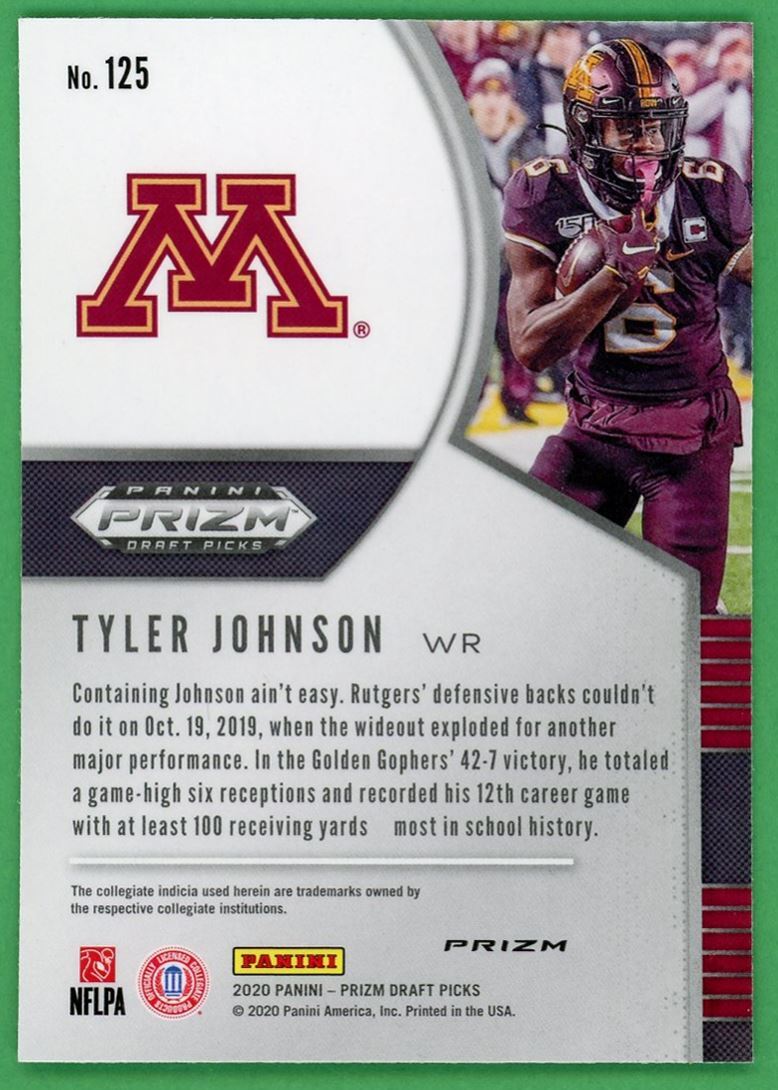 2020 Red Prizm Tyler Johnson RC Minnesota Golden Gophers #125 Parallel ...