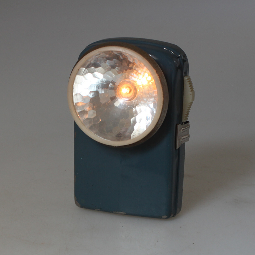 original antique old rare Blue Metal Glass Pocket Handheld Battery ...