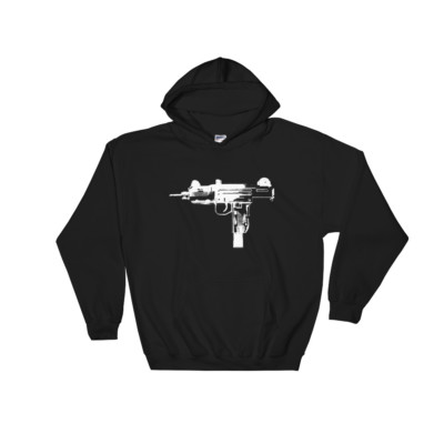 UZI MACHINE GUN BLACK HOODIE, HOODY SWEATSHIRT GUN RIGHTS NRA TRAP ...