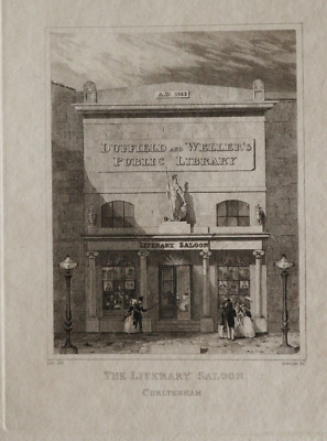 1826 ANTIQUE CHELTENHAM PRINT LITERARY SALOON DUFFIELD & WELLER'S ...