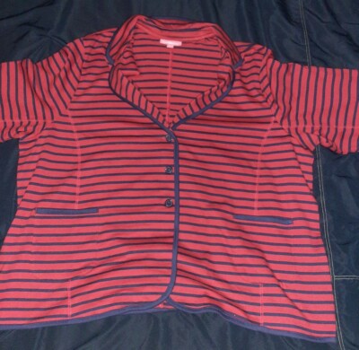 Woman Within Red & Blue Striped Plus Size 3X Jacket Blazer 3 Buttons ...