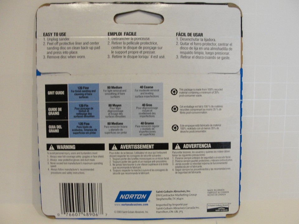 Norton 5 Inch Stick & Sand 120 Grit Fine, 5 Discs, # 48906 *New* | eBay