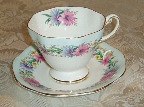 Vintage Foley Bone China Cornflower Floral Blue Trim Tea Cup & Saucer ...