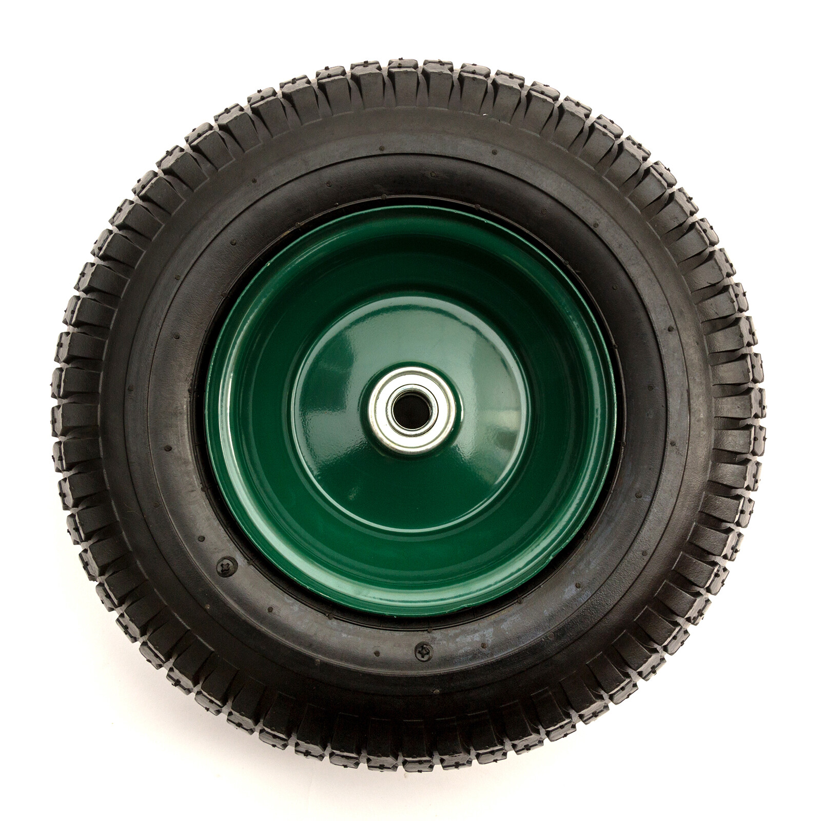13 Inch 13x5.00-6 Green Metal Wheel & Tyre 4 Ply & Bearings Wheelbarrow ...