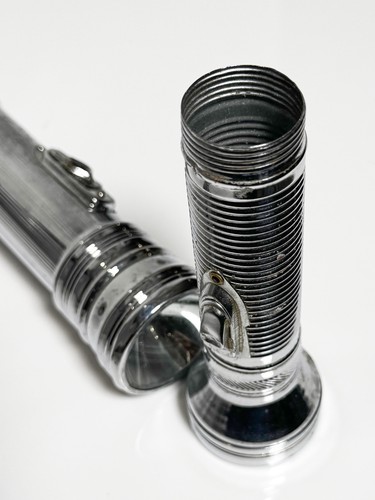 Chrome metal flashlight torch - Retro industrial decor, untested. | eBay