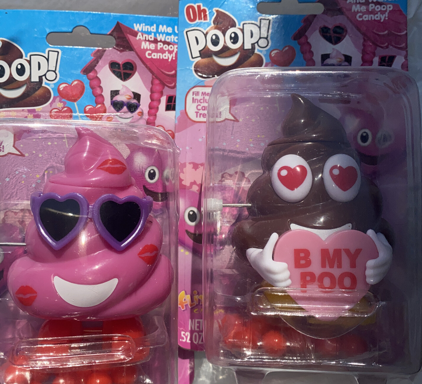 Oh Poop! Valentine Kisses Pink Wind Up Pooping emoji toy factory sealed ...