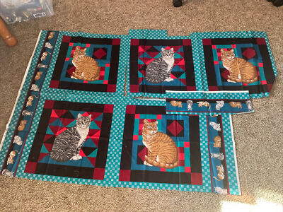 VIP Fabric Panel Cats Kittens Pillows Quilting Crafts 5 Squares | eBay
