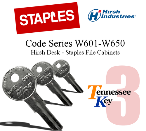 Staples File Cabinets / Hirsh Desk / (3) Three Keys to Codes W601 ...