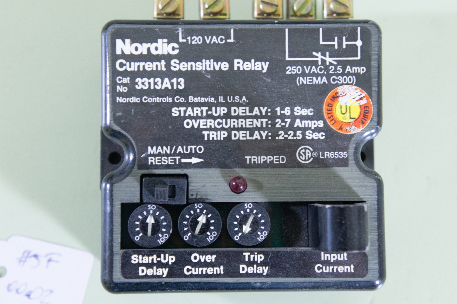 Nordic Current Sensitive Relay 3313A13 / 2.5 Amp / 250 Vac / 1-6 Sec ...