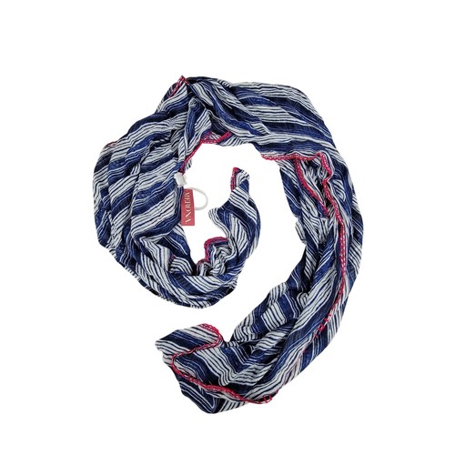 Merona Lightweight Blue/White Striped Scarf W/Red Trim | eBay