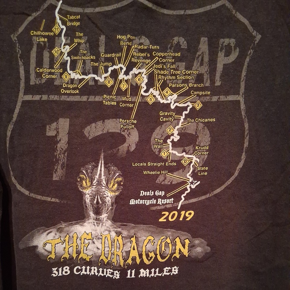 I Survived The Dragon 2019 Deal's Gap Motorcycle Resort Men's T Shirt L ...