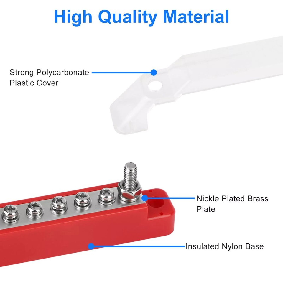 New 12V 48V DC Bus Bar Marine 1/4" #8 Stud Power Distribution Block For ...