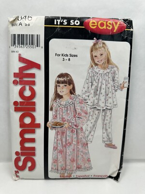 Simplicity 7046 Girls Nightgown Pj Shirt Pants Pattern 3-8 *Uncut* | eBay