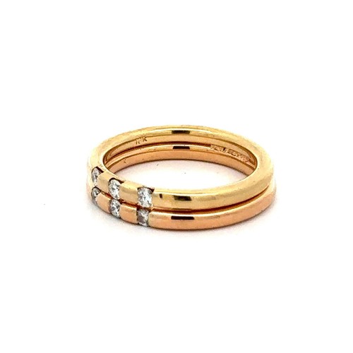 18k Two Tone Gold 0.24ctw Diamond Dual Band Stacked Look Ring | eBay