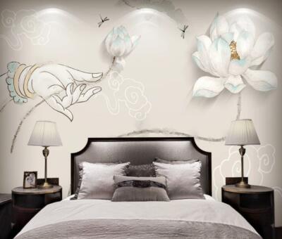 3D Hand Lotus B86 Wallpaper Wall Mural Removable Self-adhesive Sticker ...