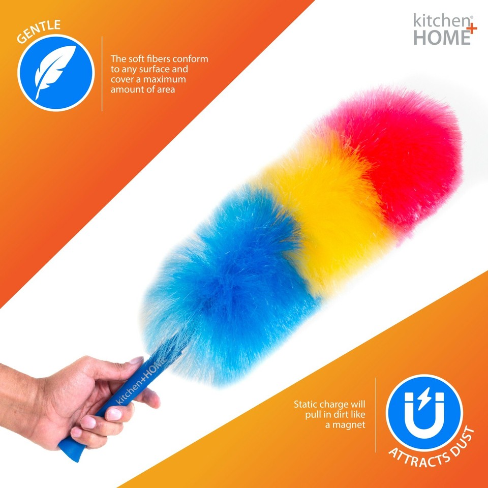 Static Duster - 23" Inch Rainbow Feather Duster Electrostatic Attracts ...