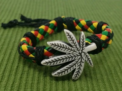 Rasta Color Threaded Cuff Bracelet Leather Bracelet Jamaican Rastafari ...