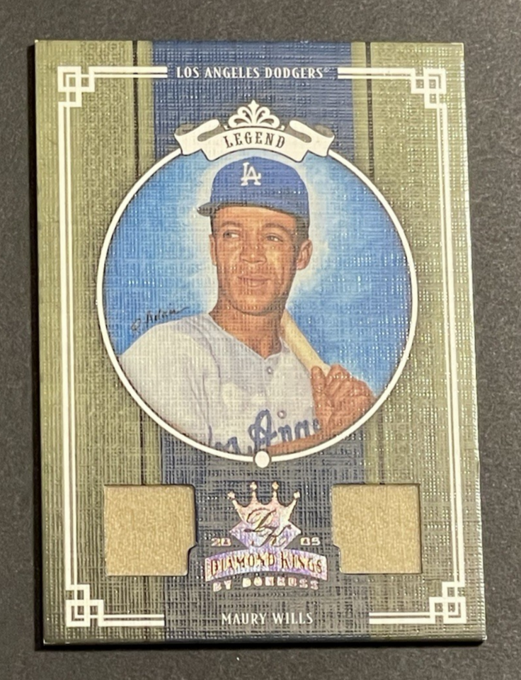 2005 Donruss Diamond Kings 290 Maury Wills Dual Game Worn/Used Material ...