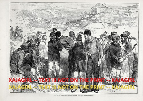 Greenland Disco Inuit Women with British Sailors, 1870s Antique Print ...