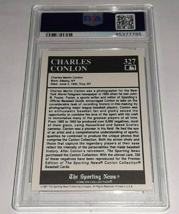 1991 Conlon Collection #327 Charles Conlon Card Graded PSA 9 Mint Pop 1 ...