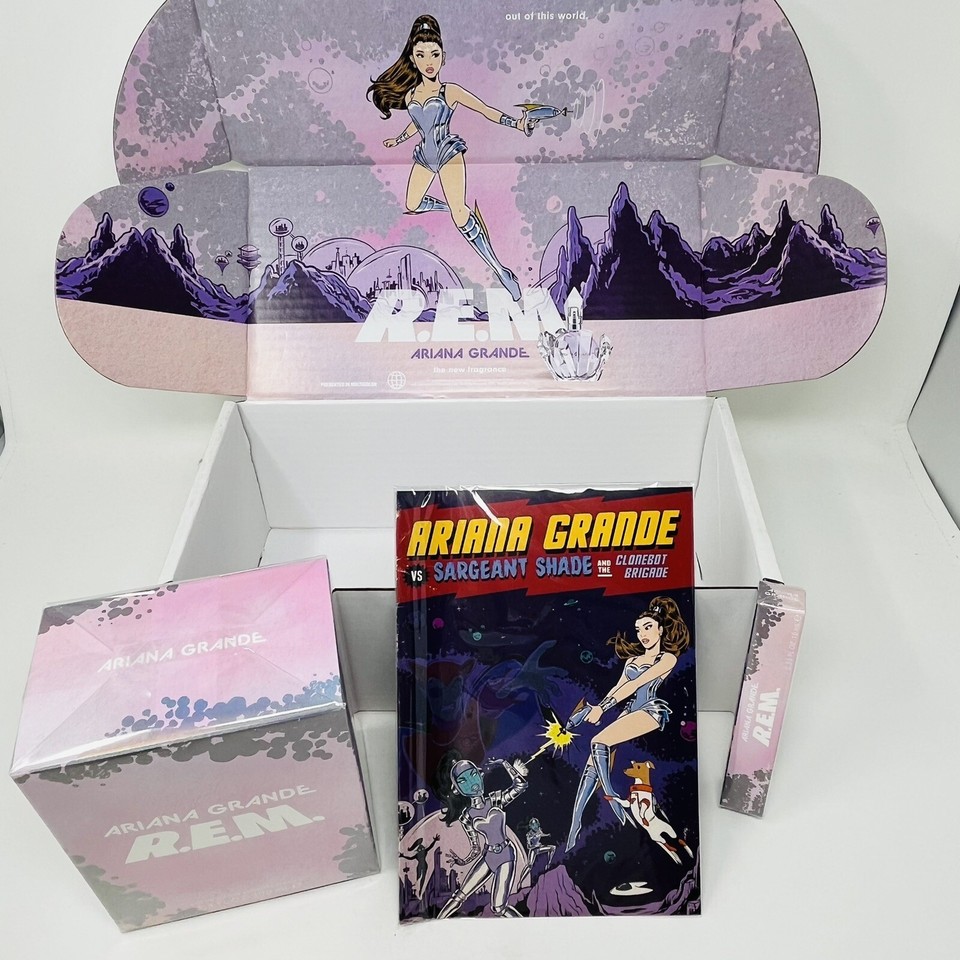 ARIANA GRANDE R.E.M FAN BOX GIFT SET Rem Perfume 3.4oz, 0.3oz, Comic ...