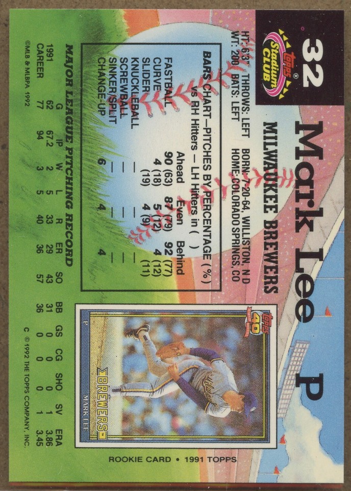 1992 Topps Stadium Club #32 Mark Lewis Milwaukee Brewers | eBay