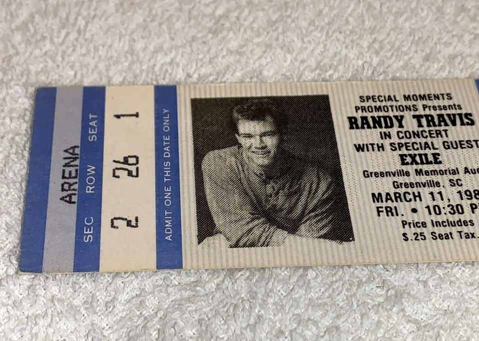 RANDY TRAVIS EXILE 1988 UNUSED CONCERT SHOW TOUR TICKET GREENVILLE ...