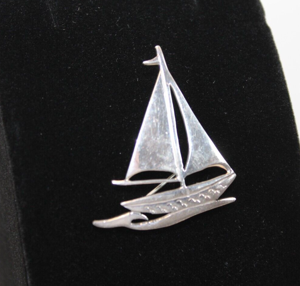 Vintage 925 Mexico Sterling Silver Sailboat Nautical Pin Brooch | eBay