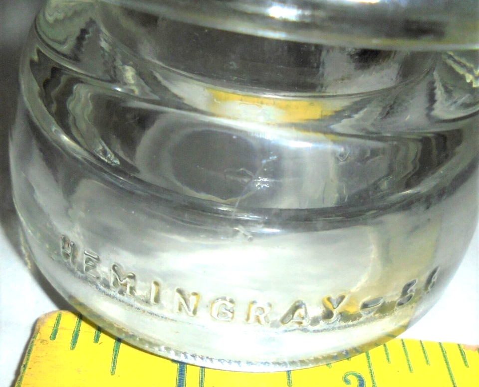 LOT 2, Hemingray NO 9 & 56 glass Insulator turquoise & CLEAR, EARLY ...