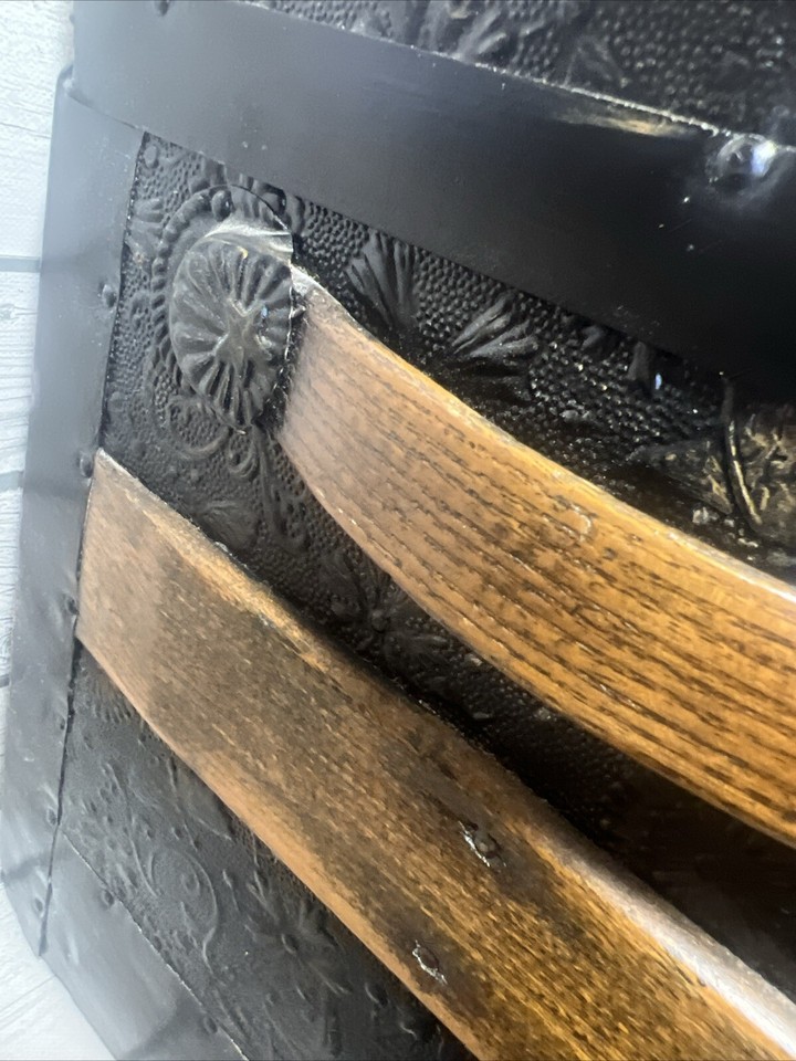 Vintage WOOD STEAMER TRUNK chest coffee table storage box antique old ...