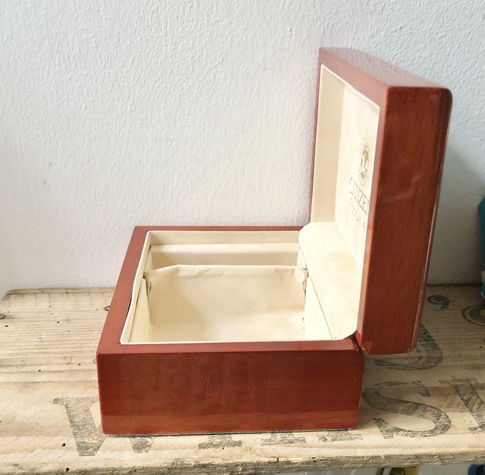 Citizen Eco-Drive Mens Wooden Watch Box Glossy Cherry Colour Wood ...