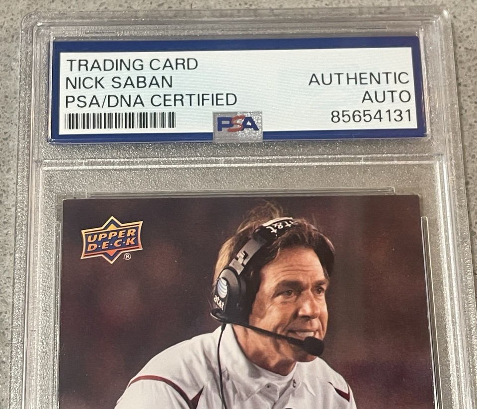 Nick Saban Signed 2012 Alabama Upper Deck Football Card #88 ~ PSA AUTO ...