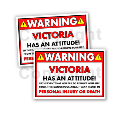 VICTORIA Stickers VICTORIA HAS AN ATTITUDE 2 Funny Stickers 5" Orange ...