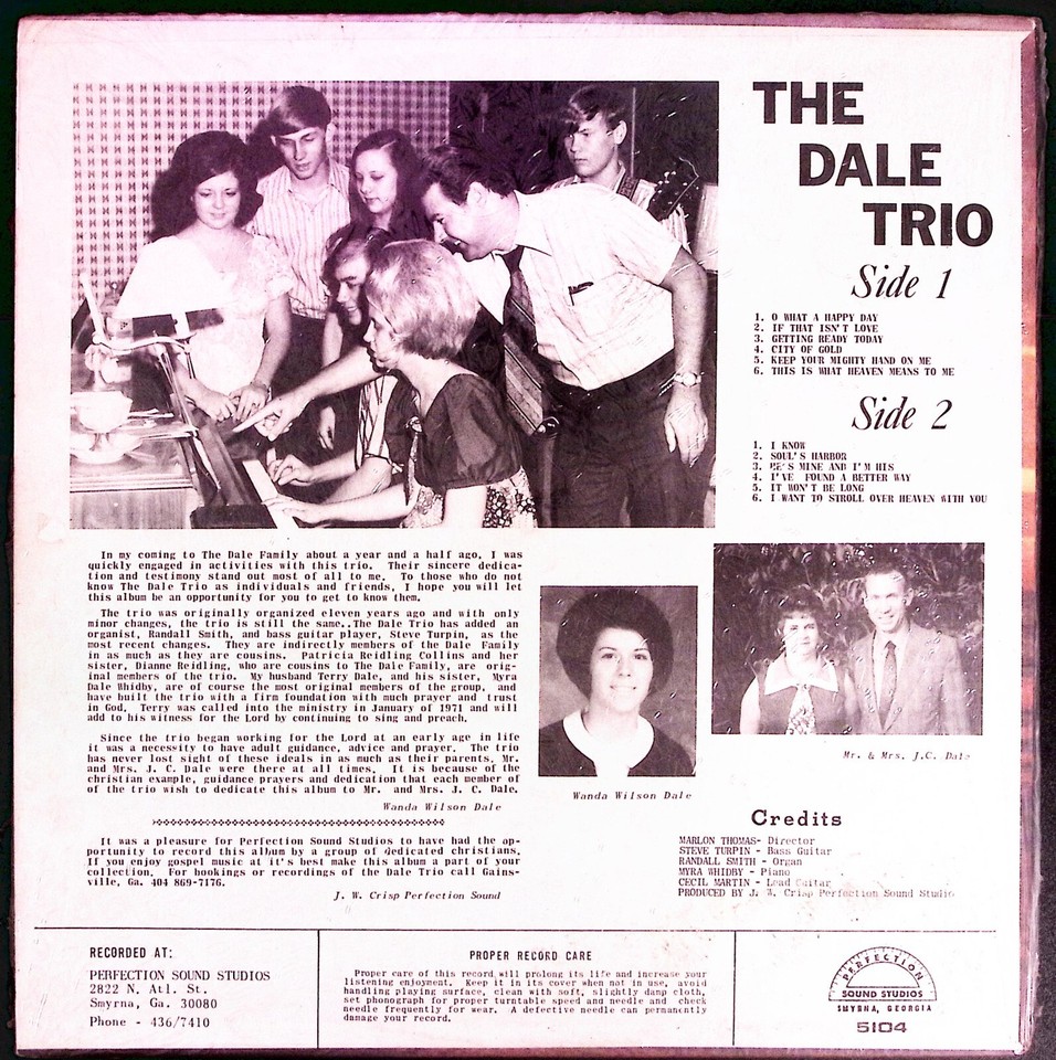 THE DALE TRIO PRESENTS O, WHAT A HAPPY DAY EXC W/ SOME SHIRINK VINYL LP ...