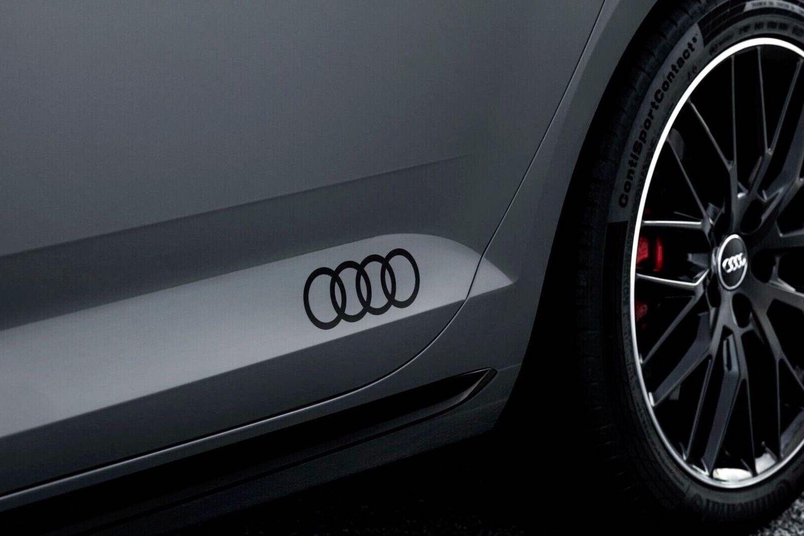 2 Adesivi per Audi logo anelli a3 q2 a4 q4 q5 tt q3 rs fiancata ...