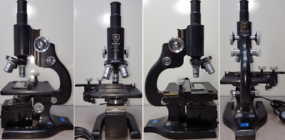 1940-1950 Spencer Microscope. Objective=10X, 44X & 95X. 10X Eye piece ...