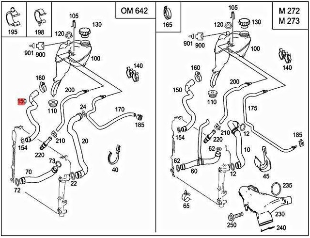 Mercedes-Benz Genuine Filling Hose to Expansion Tank 2215015584 for ...