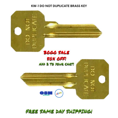 1 Uncut Kwikset, Atlas, Dexter KW1 Brass "Do Not Duplicate" Key blanks DND | eBay